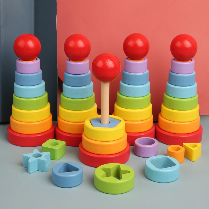 Wooden Rainbow Stacker – UK.Woodemon