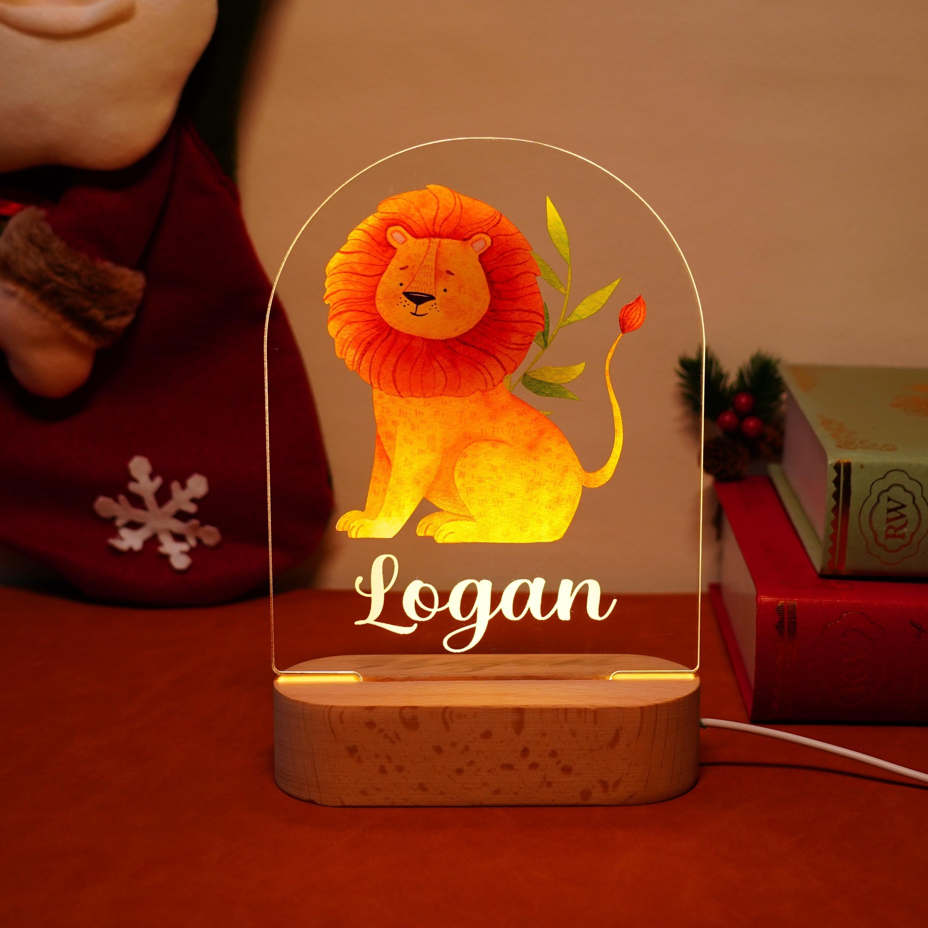 Personalised Baby Name Light - Lion – UK.Woodemon